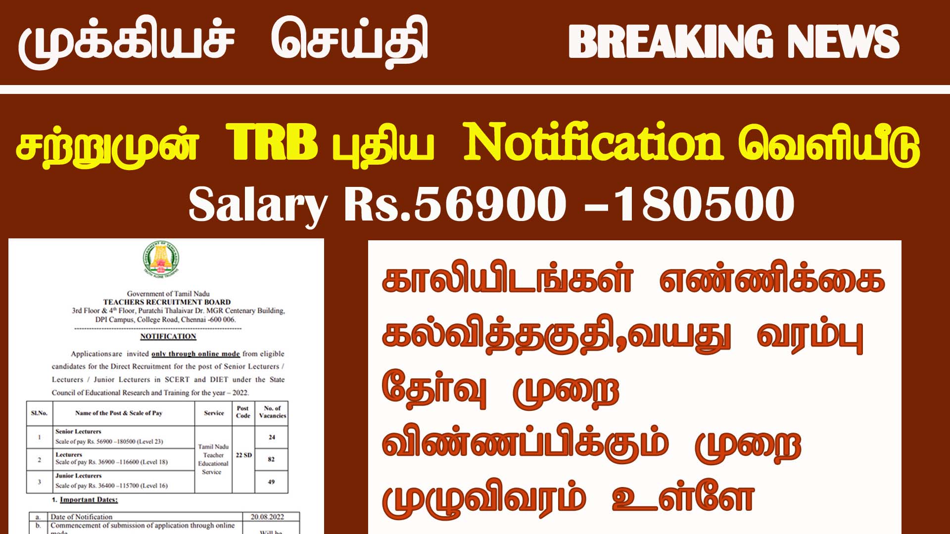 TRB Notification 2022 @ trb.tn.nic.in - kalvivelai.com