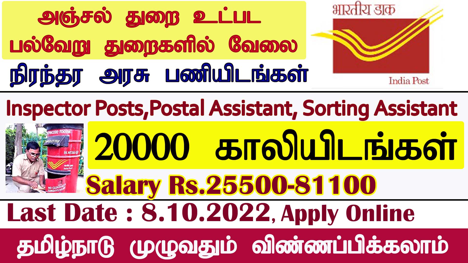 SSC Inspector Posts, Postal Assistant, Sorting Assistant Post, Clerk ...